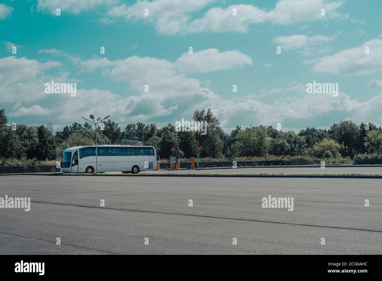 Bus on empty bus station Stock Photo - Alamy