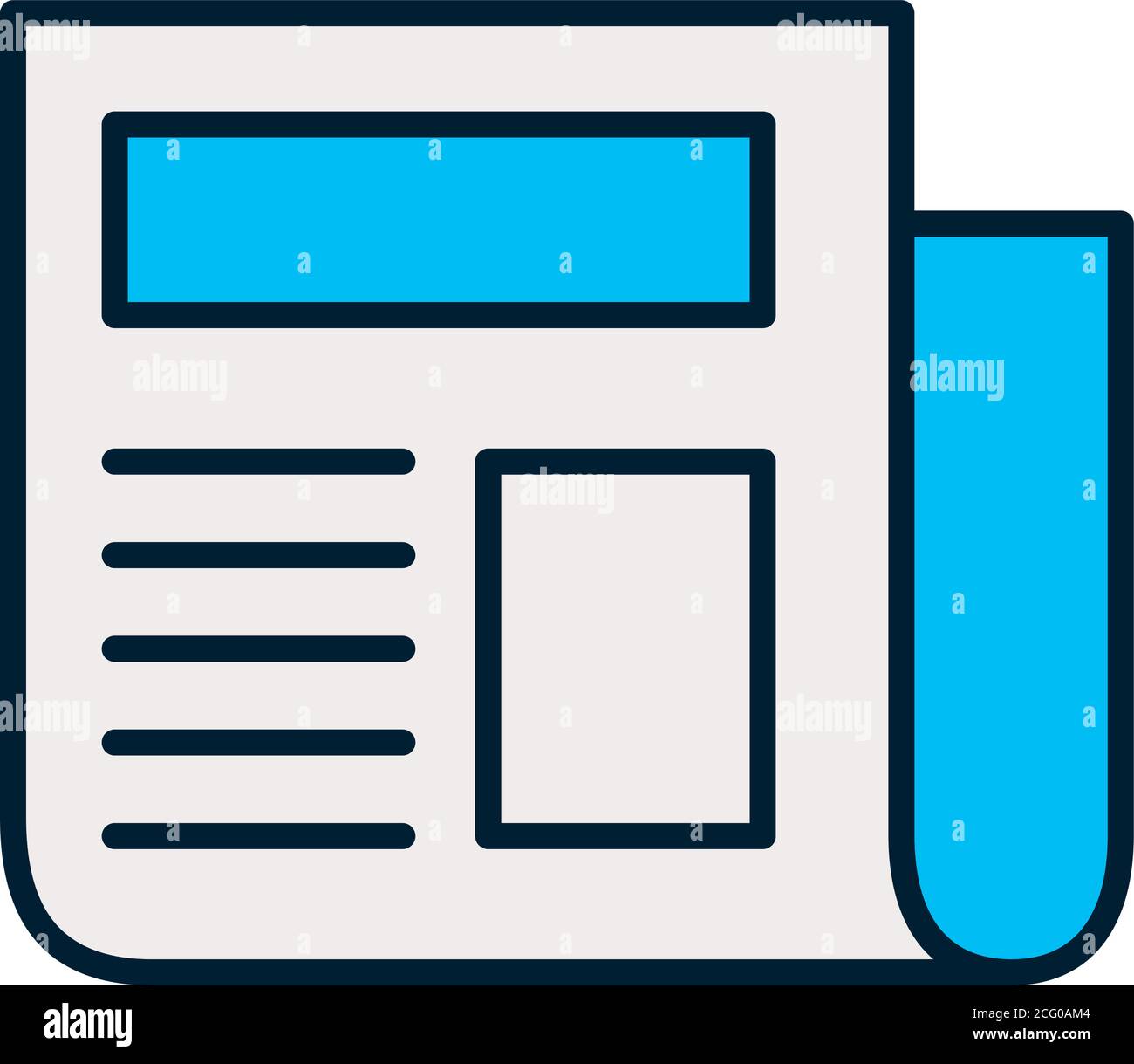 newspaper page icon over white background, line and fill style, vector ...
