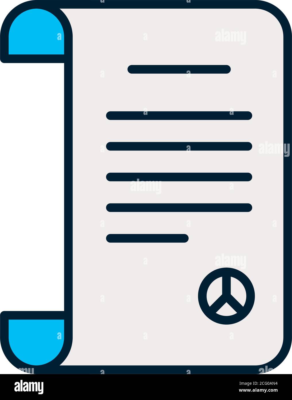 peace treaty document icon over white background, line and fill style ...