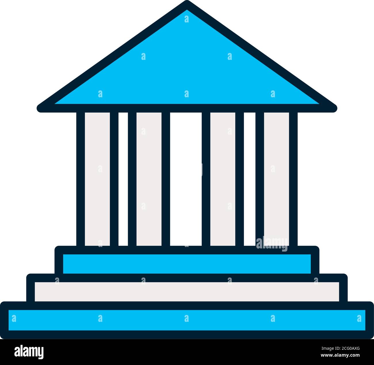 Justice building icon over white background, line and fill style ...