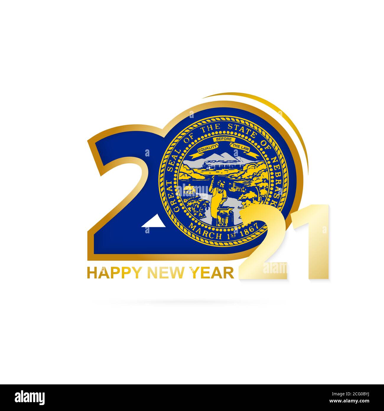 Year 2021 with Nebraska Flag pattern. Happy New Year Design. Vector ...