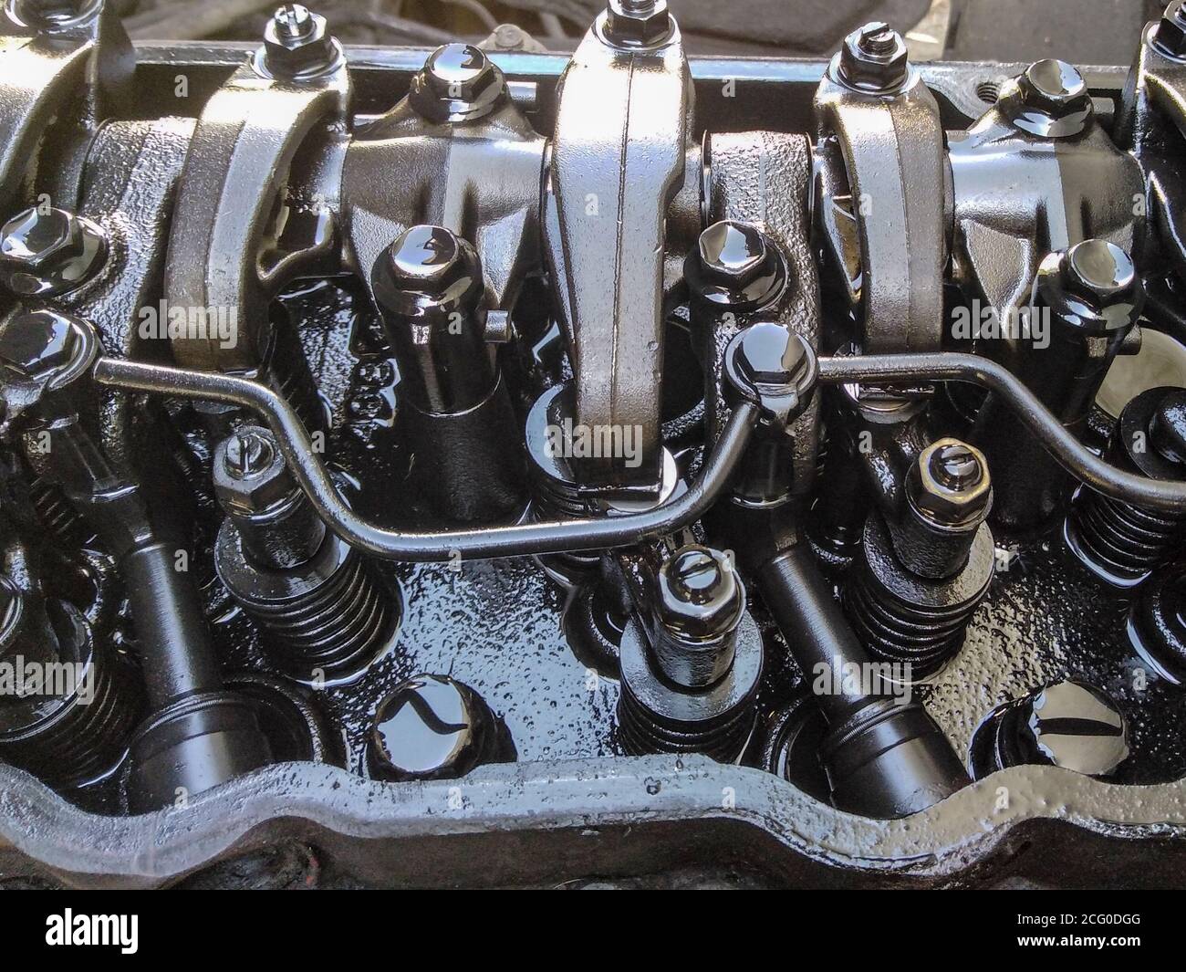 diesel engine with the lid of the block head removed Stock Photo - Alamy