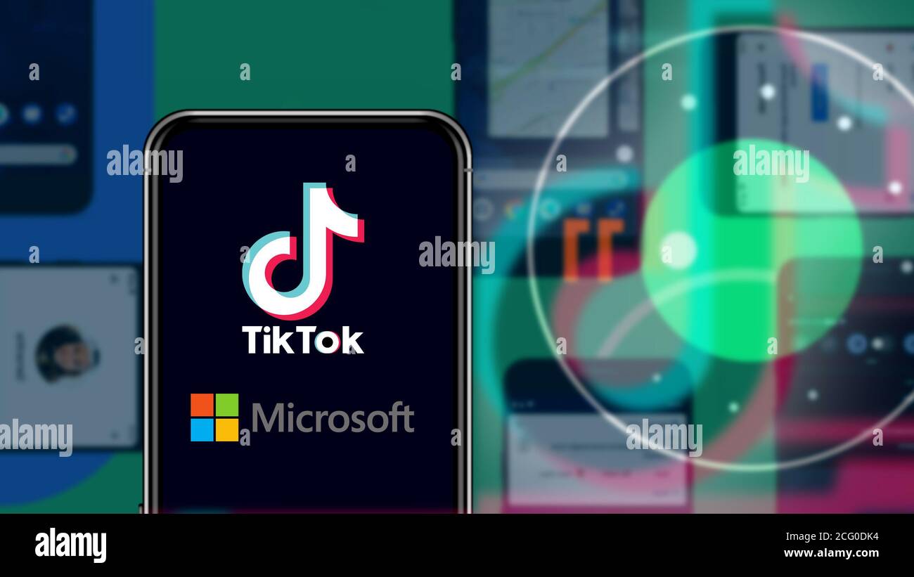 Smart phone with TIK TOK logo, which is a popular social network on the ...