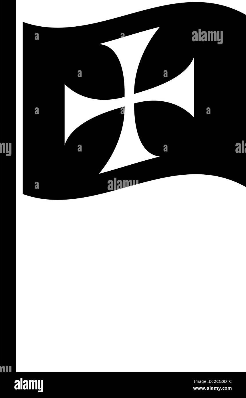 flag with columbus cross icon over white background, silhouette style ...