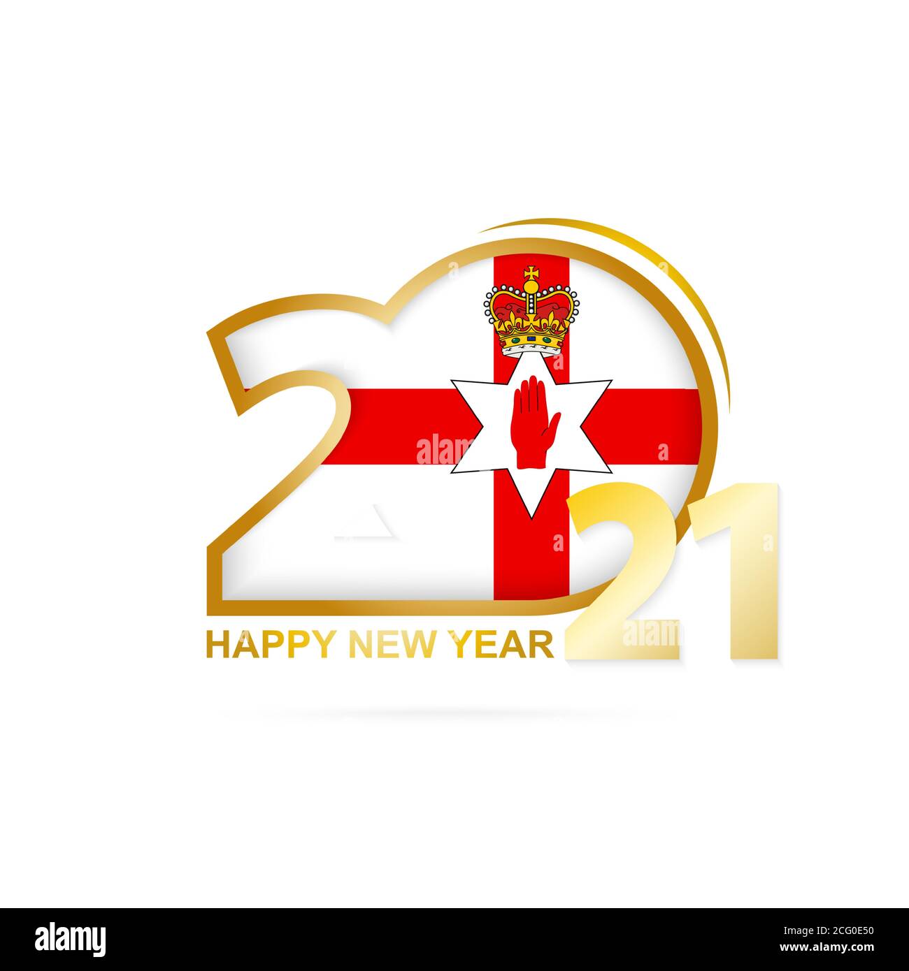 Year 2021 with Northern Ireland Flag pattern. Happy New Year Design ...