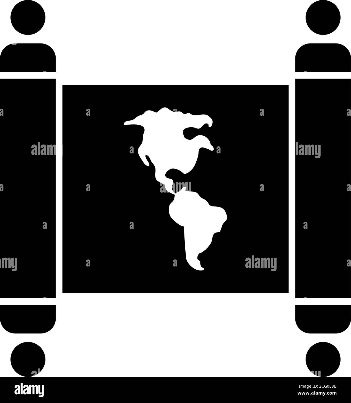 old map icon over white background, silhouette style, vector ...