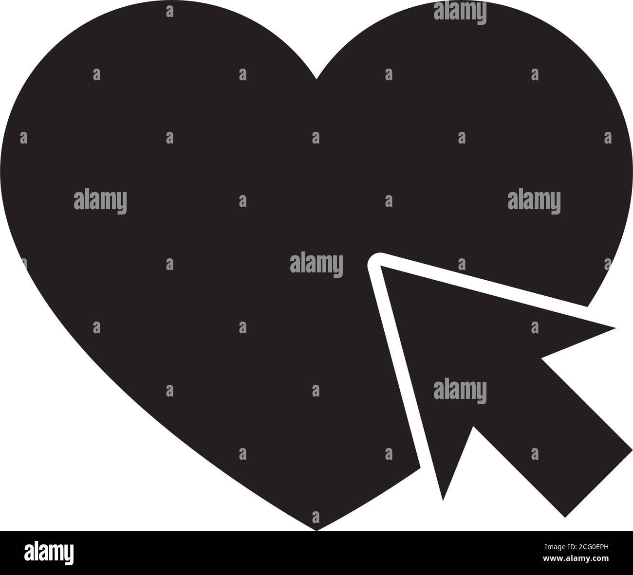 heart and arrow cursor icon over white background, silhouette style ...