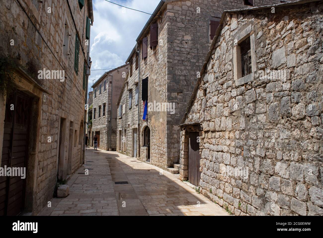 Stari Grad/ Croatia-August 7th, 2020: Traditional stone houses in ...