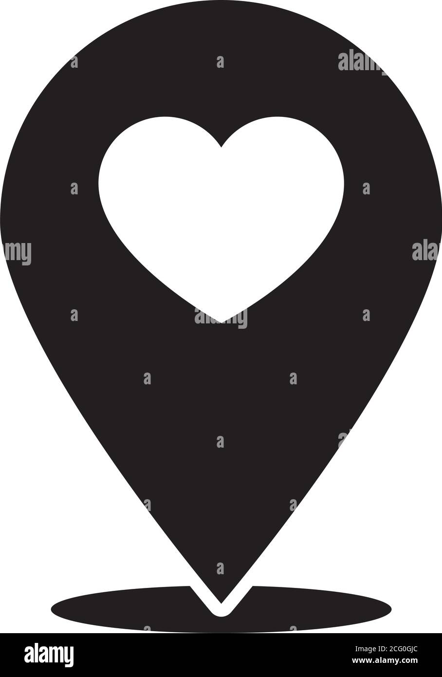 location pin with heart icon over white background, silhouette style ...