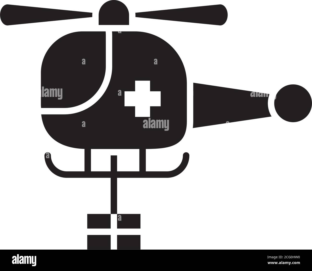 medical helicopter holding a box icon over white background, silhouette ...
