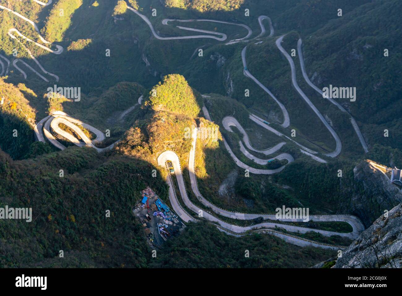 Aerial view of 99 Bends Road in Zhangjia Jie, China Stock Photo - Alamy