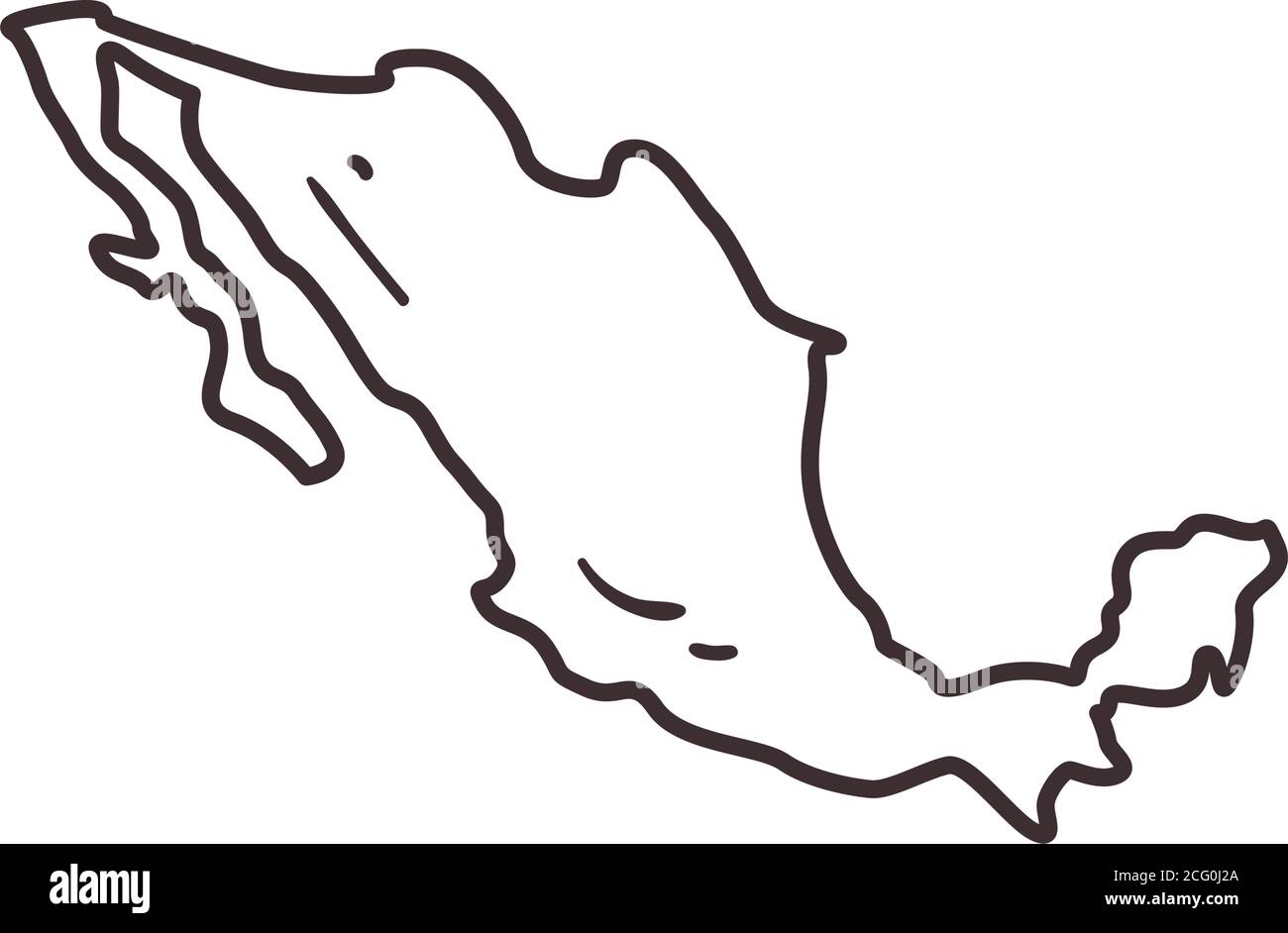 Mexican map free form line style icon design, Mexico culture tourism ...