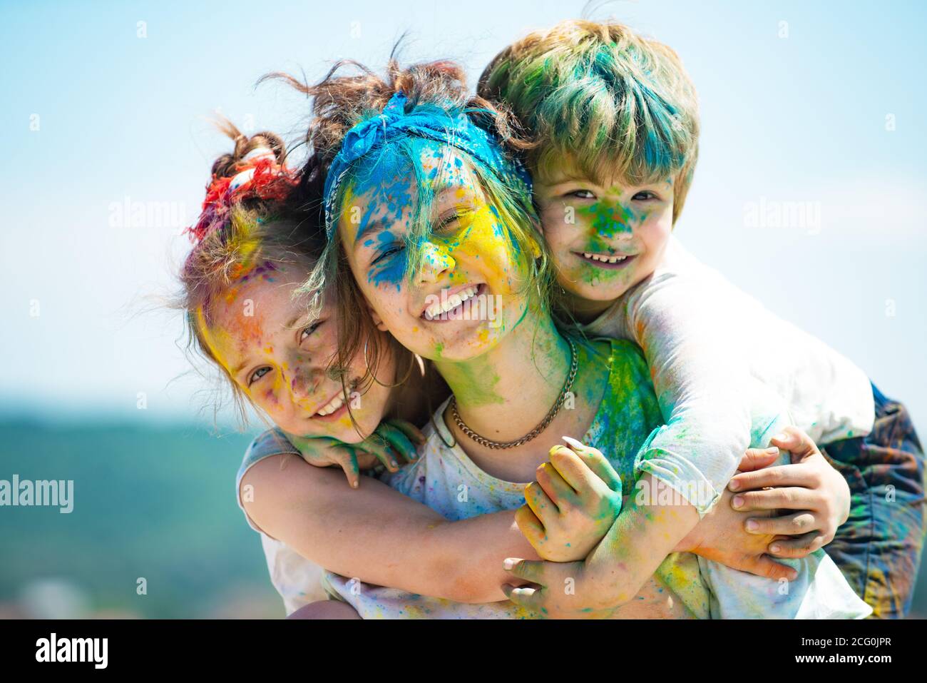 Emotional cheerful excited children. Kids smiles. Portrait of surprised ...