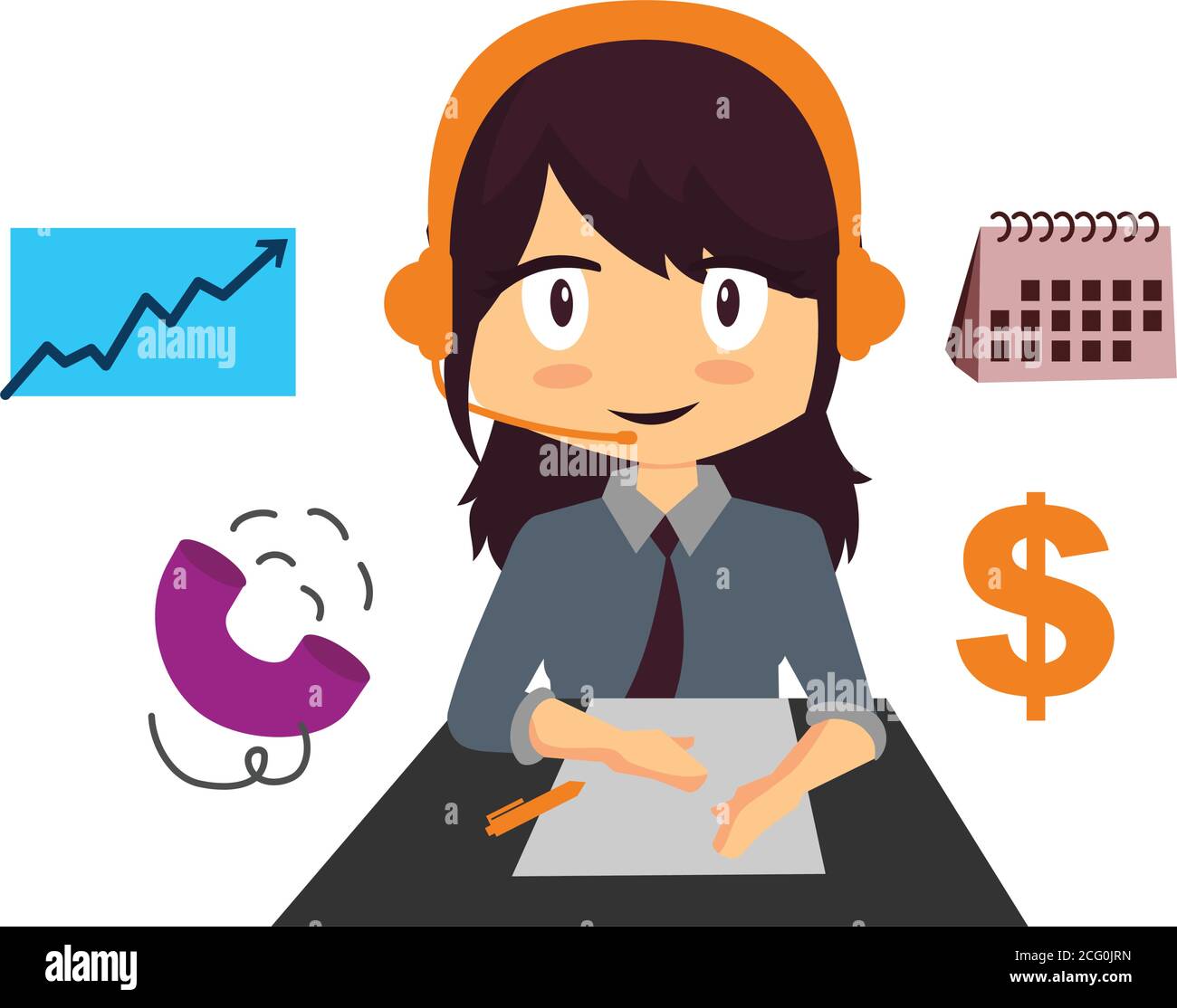 Very busy business woman Vector character illustration Stock Vector ...