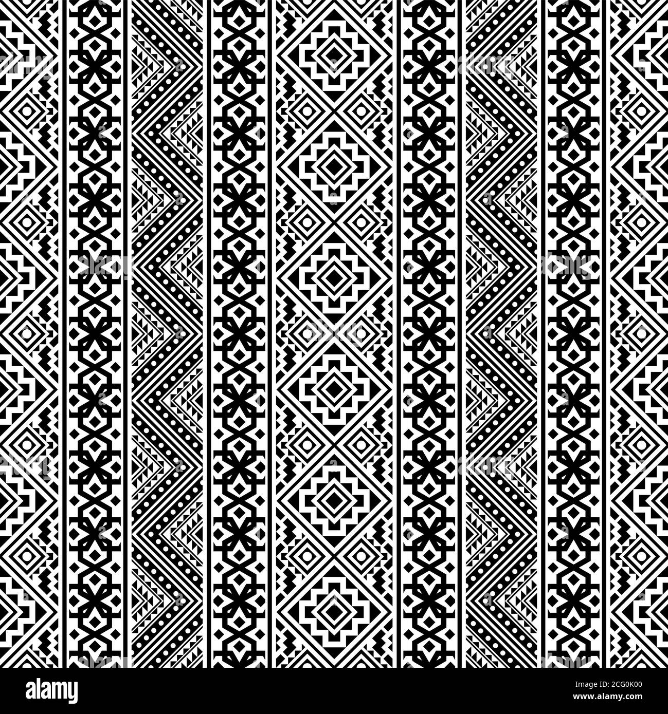 Seamless Etnic Pattern in black and white color. BW Aztec Tribal Aztec ...