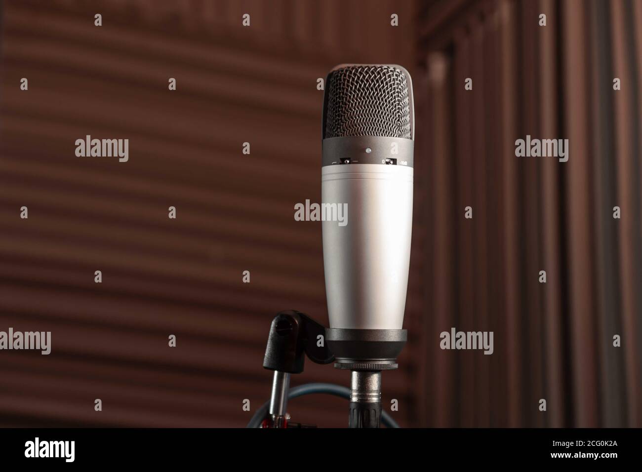 Microphone and computer at studio Stock Photo - Alamy