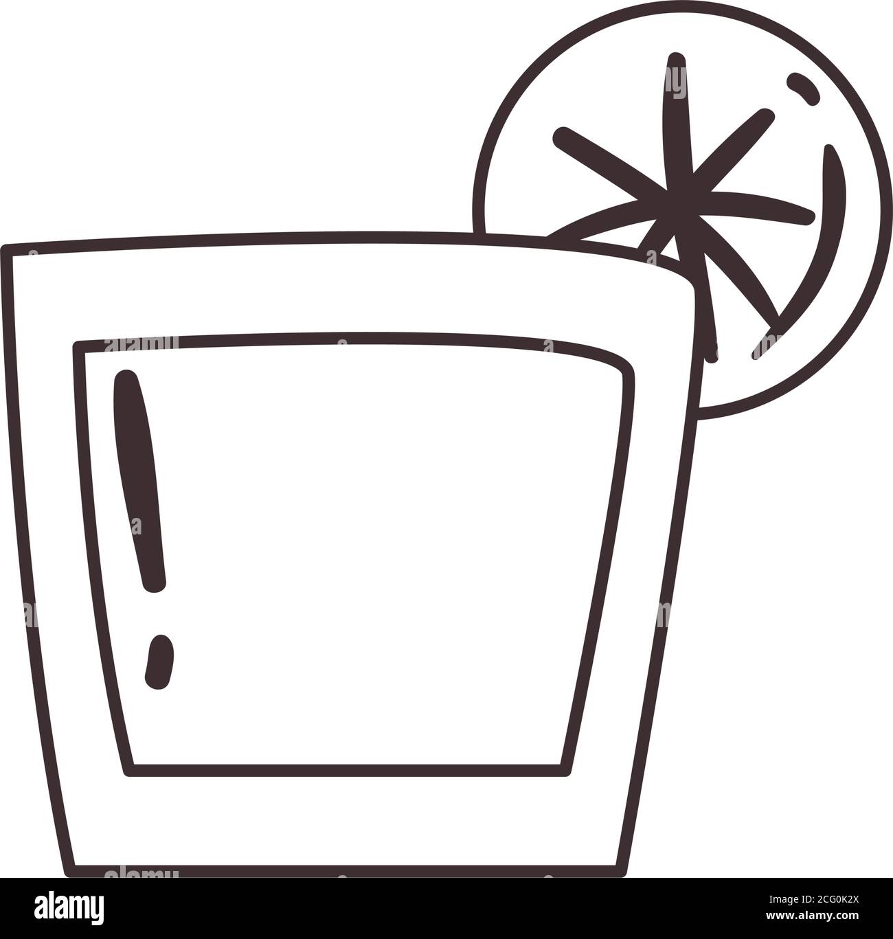 tequila shot with lemon free form line style icon design, Alcohol drink ...