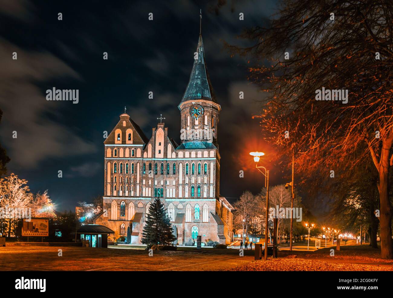 Night view of the Cathedral of Koenigsberg on the Kneiphof island ...