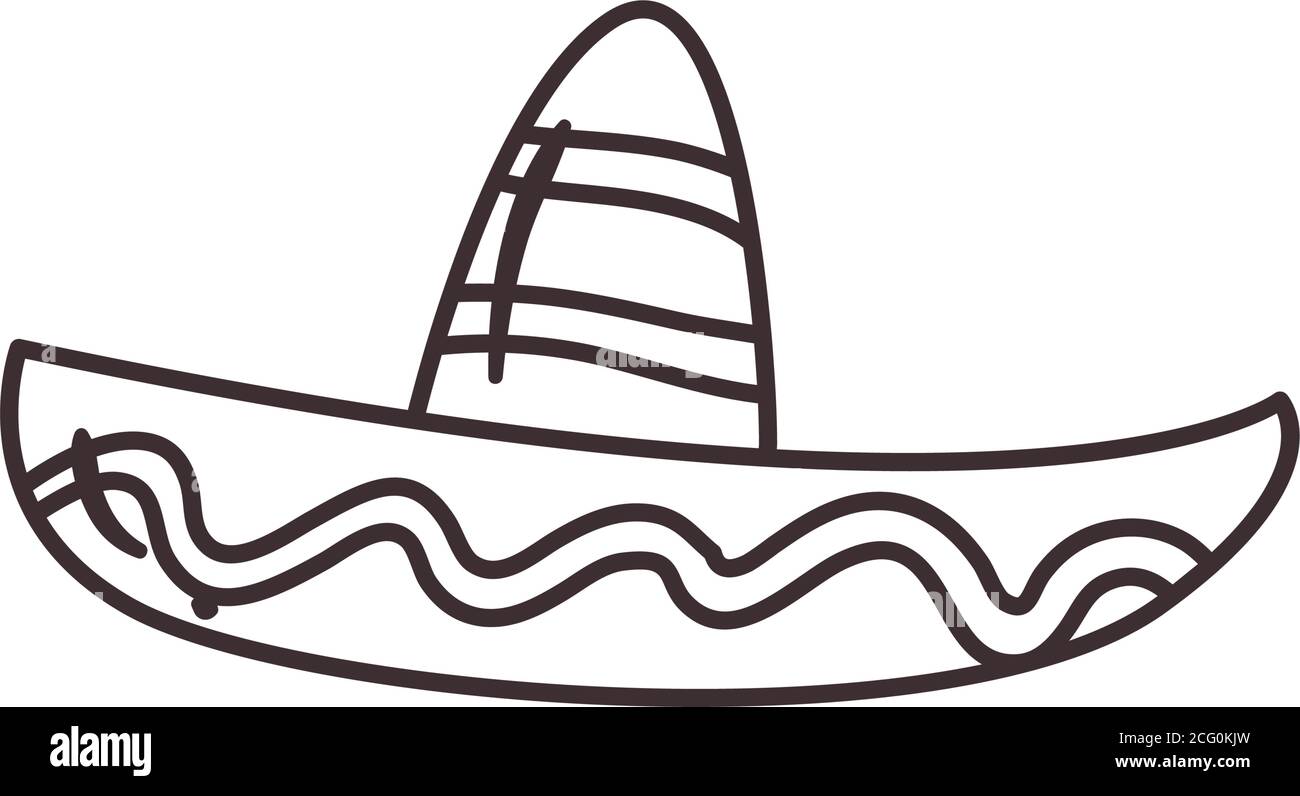Mexican hat free form line style icon design, Mexico culture tourism ...