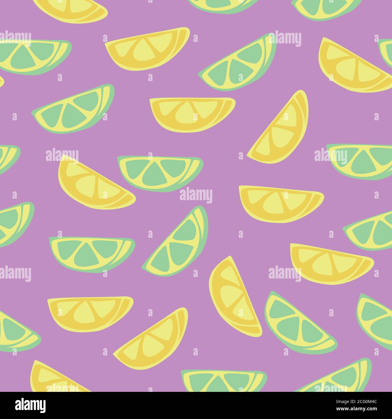 Vector seamless pattern of citrus slices on violet background. Flat ...