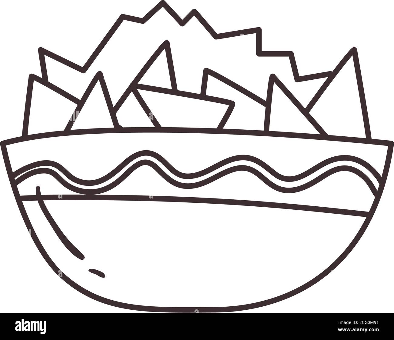 Mexican nachos bowl free form line style icon design, Mexico culture ...