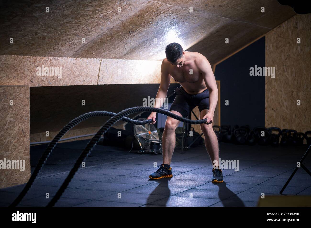 Training with battle rope Stock Photo - Alamy