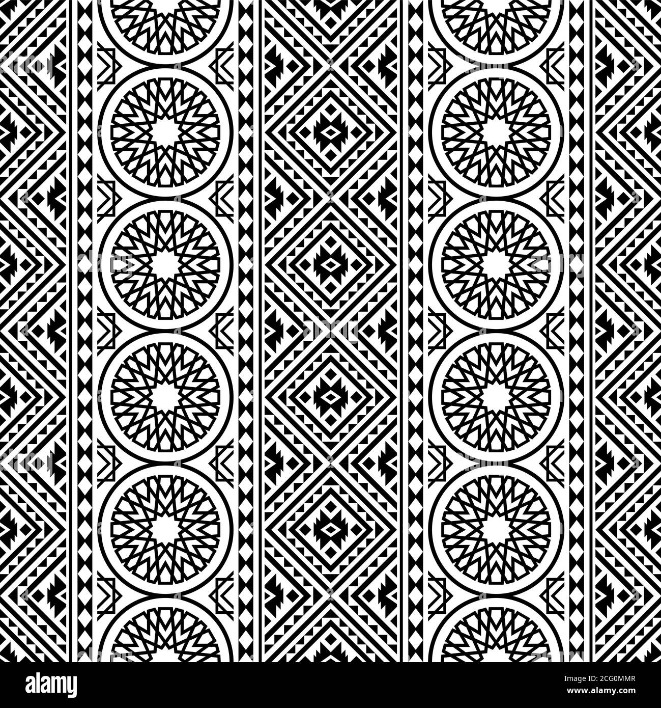 ethnic seamless pattern texture aztec design vector in black white ...