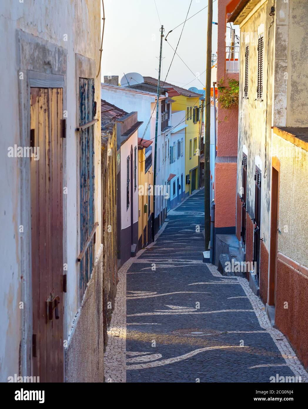 Empty town street architecture.Madeira island, Portugal Stock Photo - Alamy