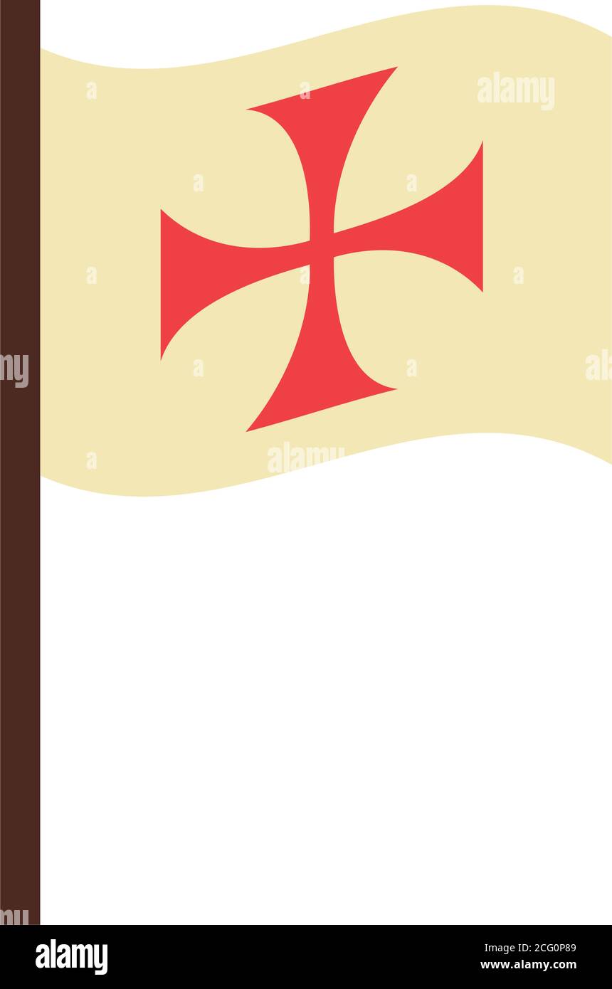 flag with columbus cross icon over white background, flat style, vector ...