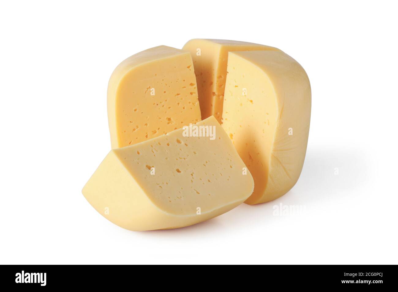 Sliced head of cheese isolated on white background Stock Photo - Alamy
