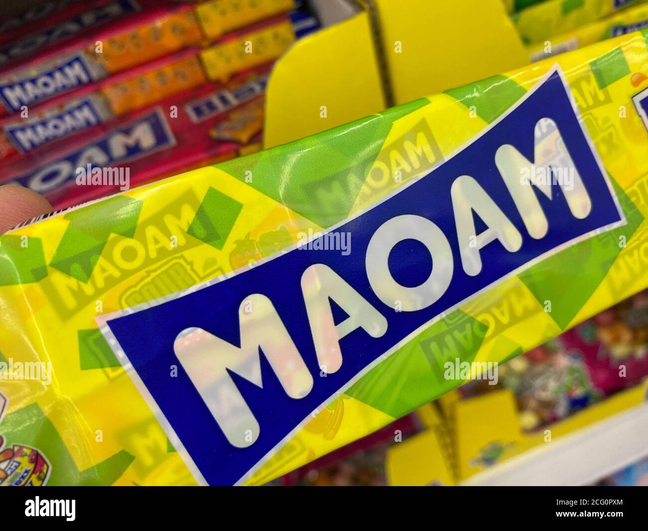 Viersen, Germany - July 9. 2020: View on Maoam chewing candies packet ...
