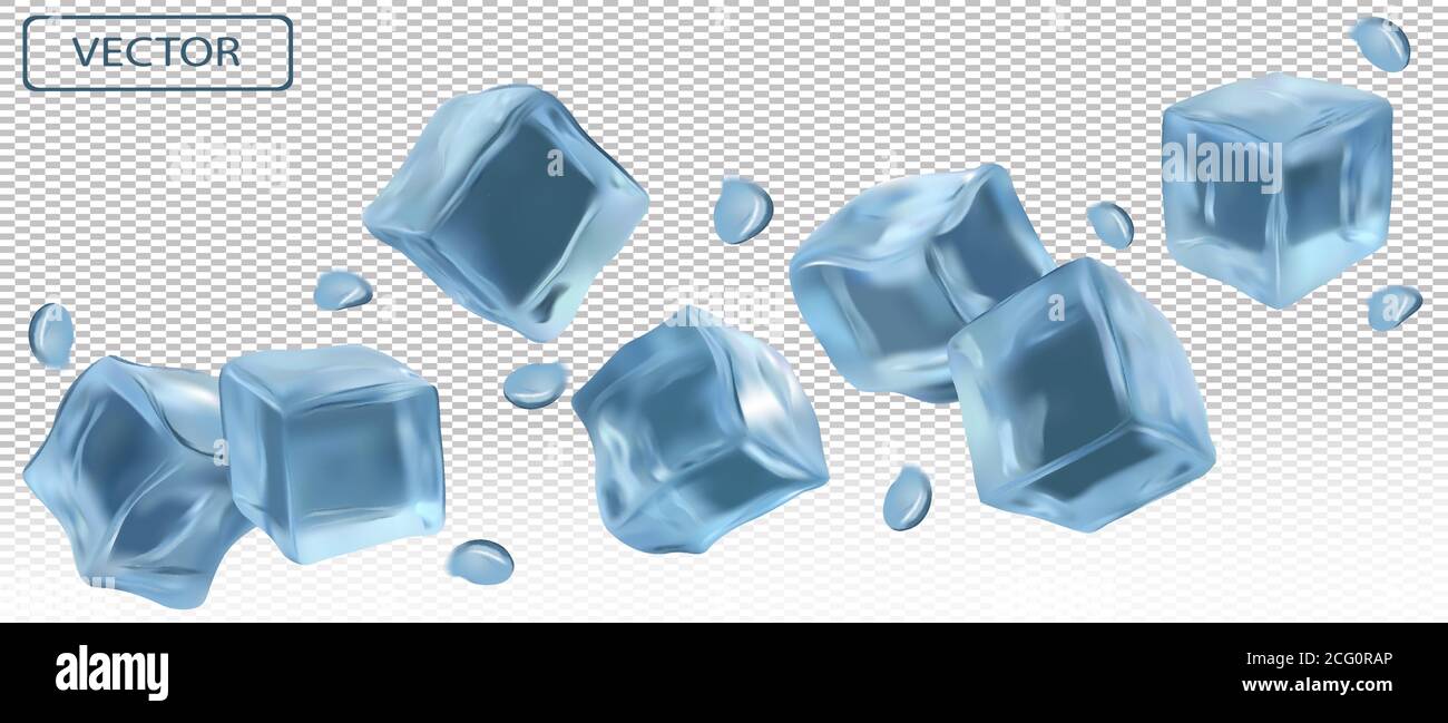 Ice cubes with water drops on transparent background. Frozen ice cubes ...