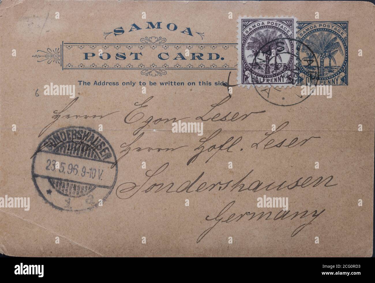 Samoa - John Davis Post Office - Used postcard addressed to Germany ...