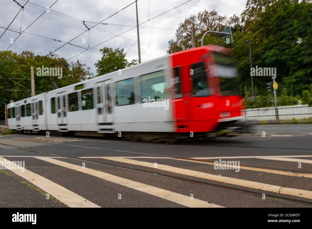 Cologne tram at a street crossing, outdoors Stock Photo - Alamy