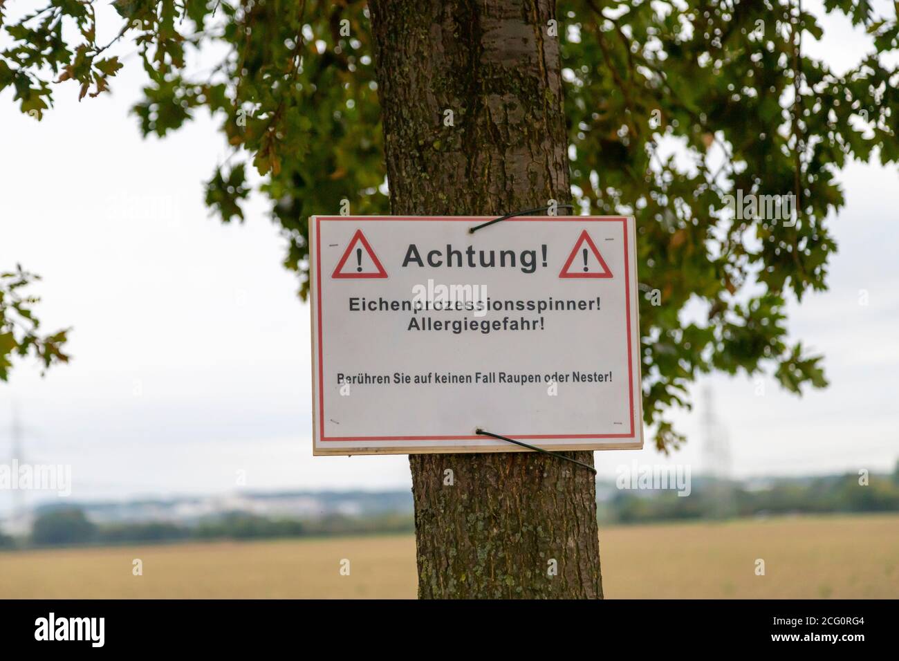 Oak processionary moth warning sign hi-res stock photography and images ...