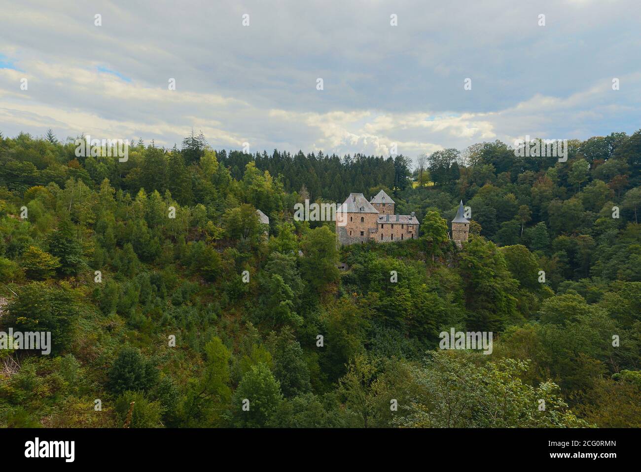 A view on the Belgium Ardennes and Eifel with in the landscape on the ...