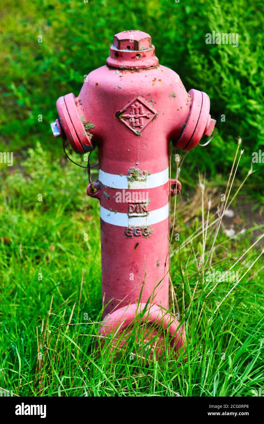 Red hydrant on grass hi-res stock photography and images - Alamy