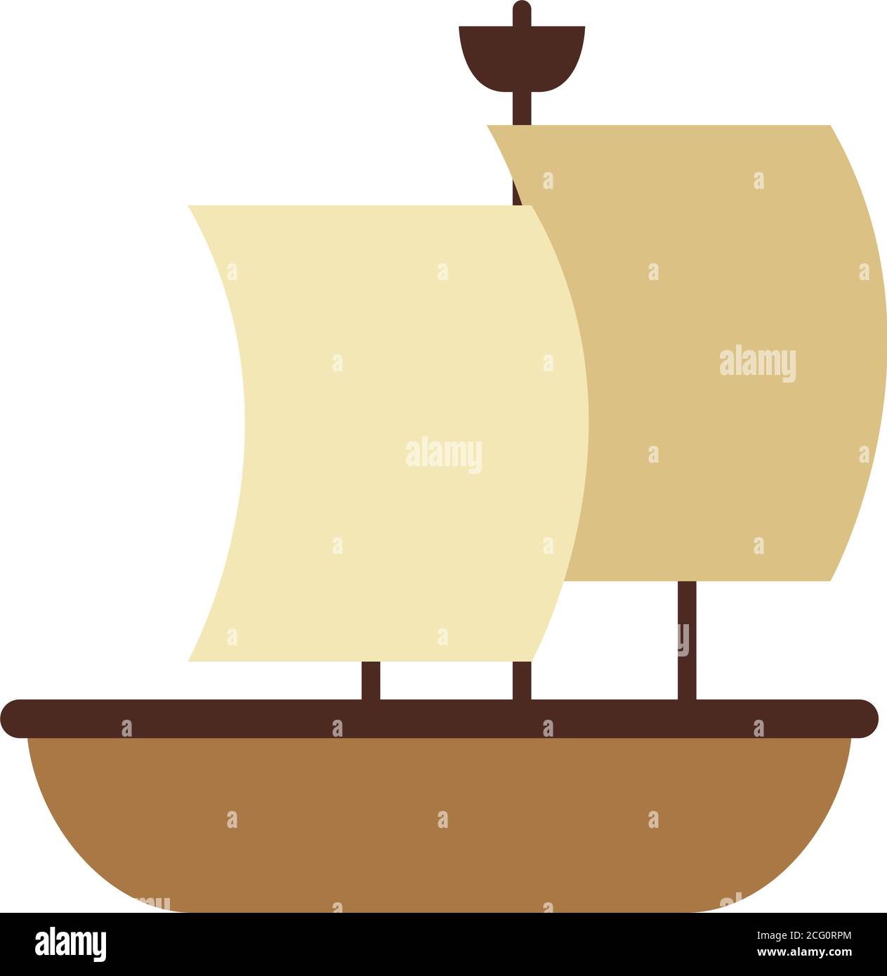 old sailing boat icon over white background, flat style, vector ...