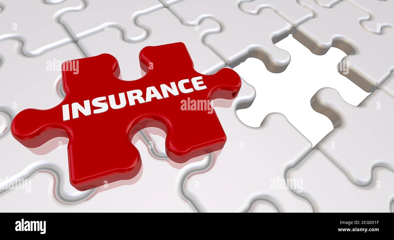 Insurance. The inscription on the missing element of the puzzle. Folded ...