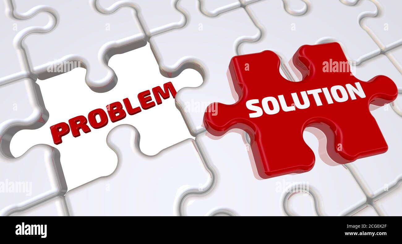 Problem solution concept. The folded white puzzles elements with empty ...