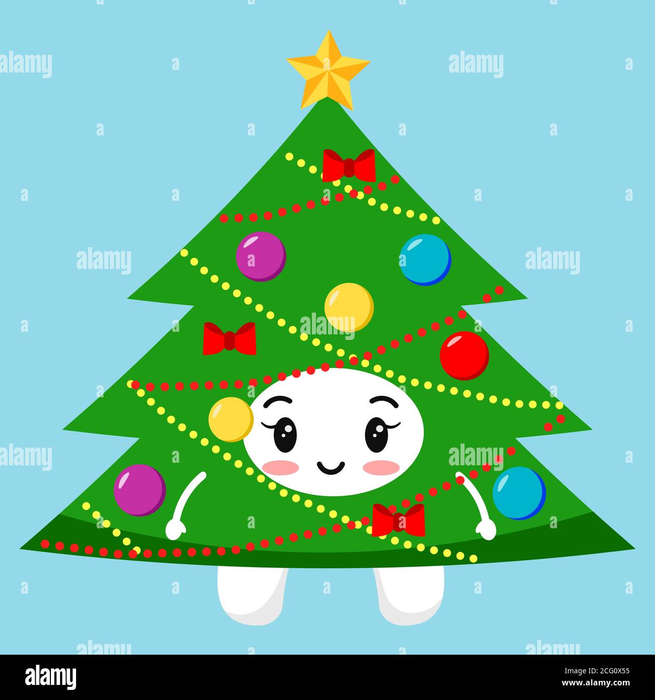 Cute tooth with christmas tree costume Stock Vector Image & Art - Alamy