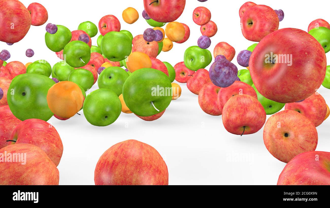 Fruit mix, animated fruit movement, 3D animation Stock Photo - Alamy