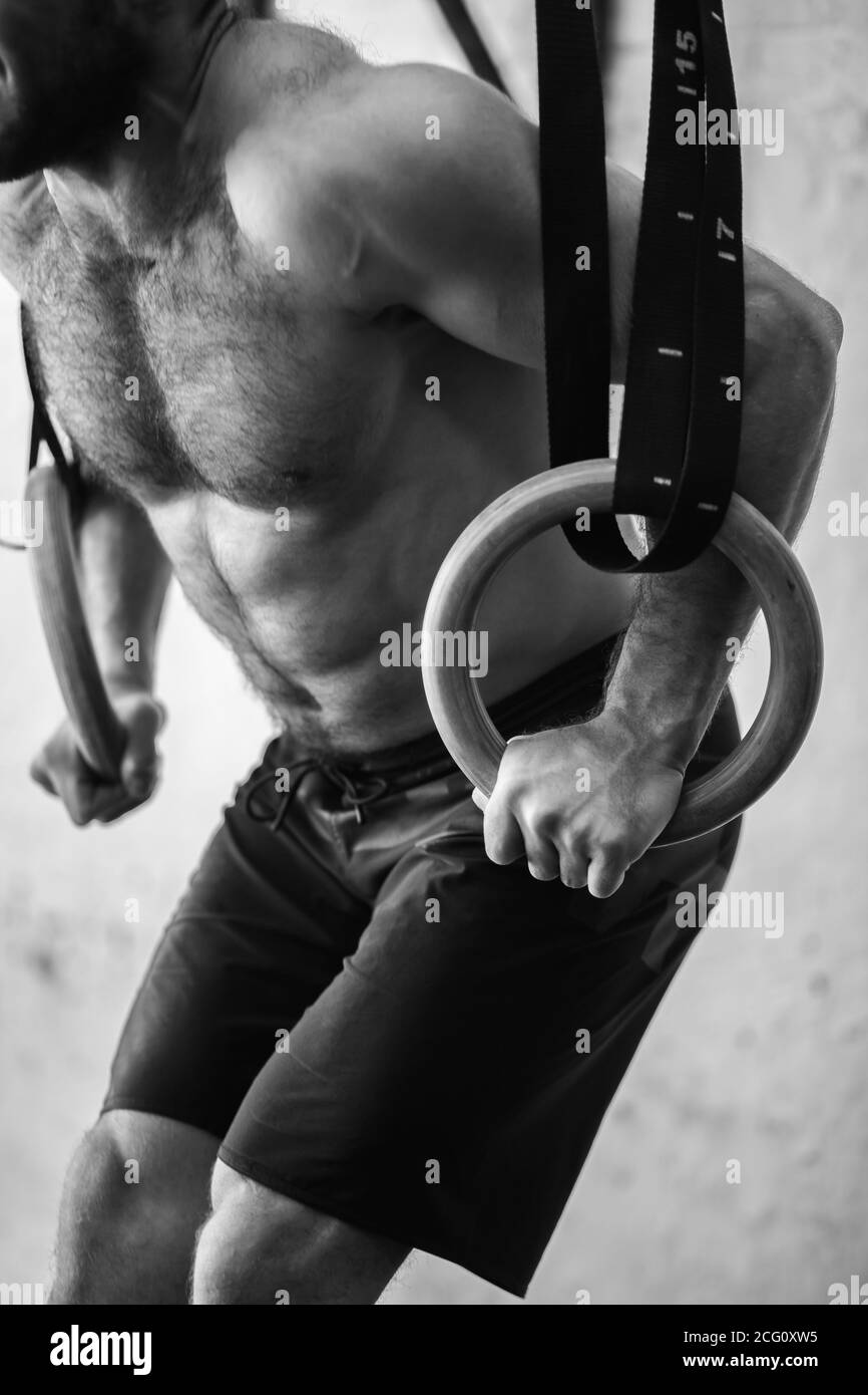 Man pulling on rope Black and White Stock Photos & Images - Alamy