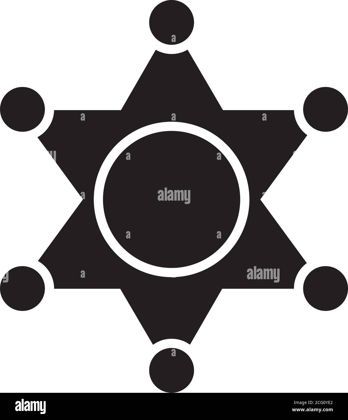 sheriff star icon over white background, silhouette style, vector ...