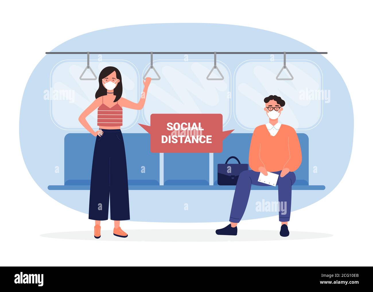 Social distance in public transport infographic vector illustration ...