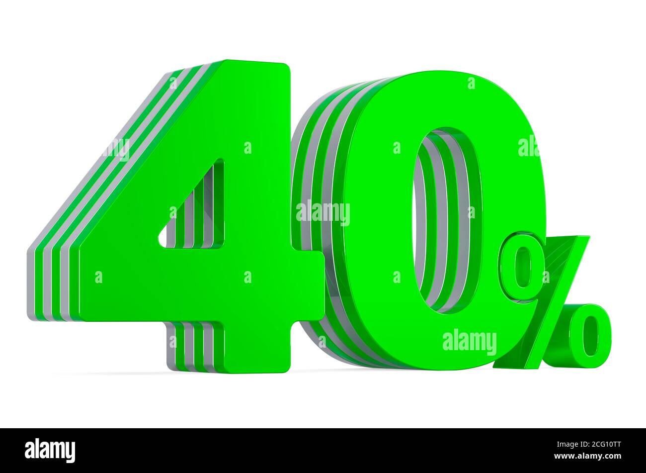 Green 40 percent, discount concept. 3D rendering isolated on white ...