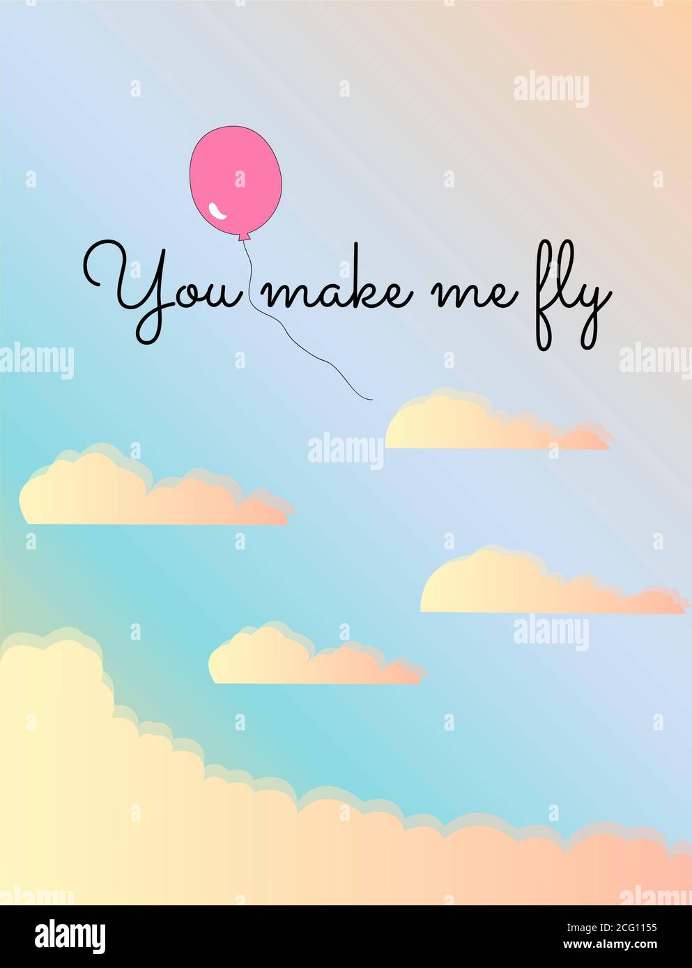 You make me fly romantic Ilustration. Cute and simple background design ...