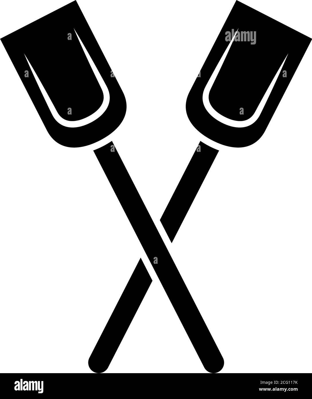 two oars icon over white background, silhouette style, vector ...