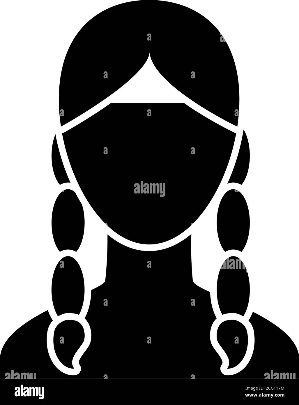 Avatar native american woman icon over white background, silhouette ...