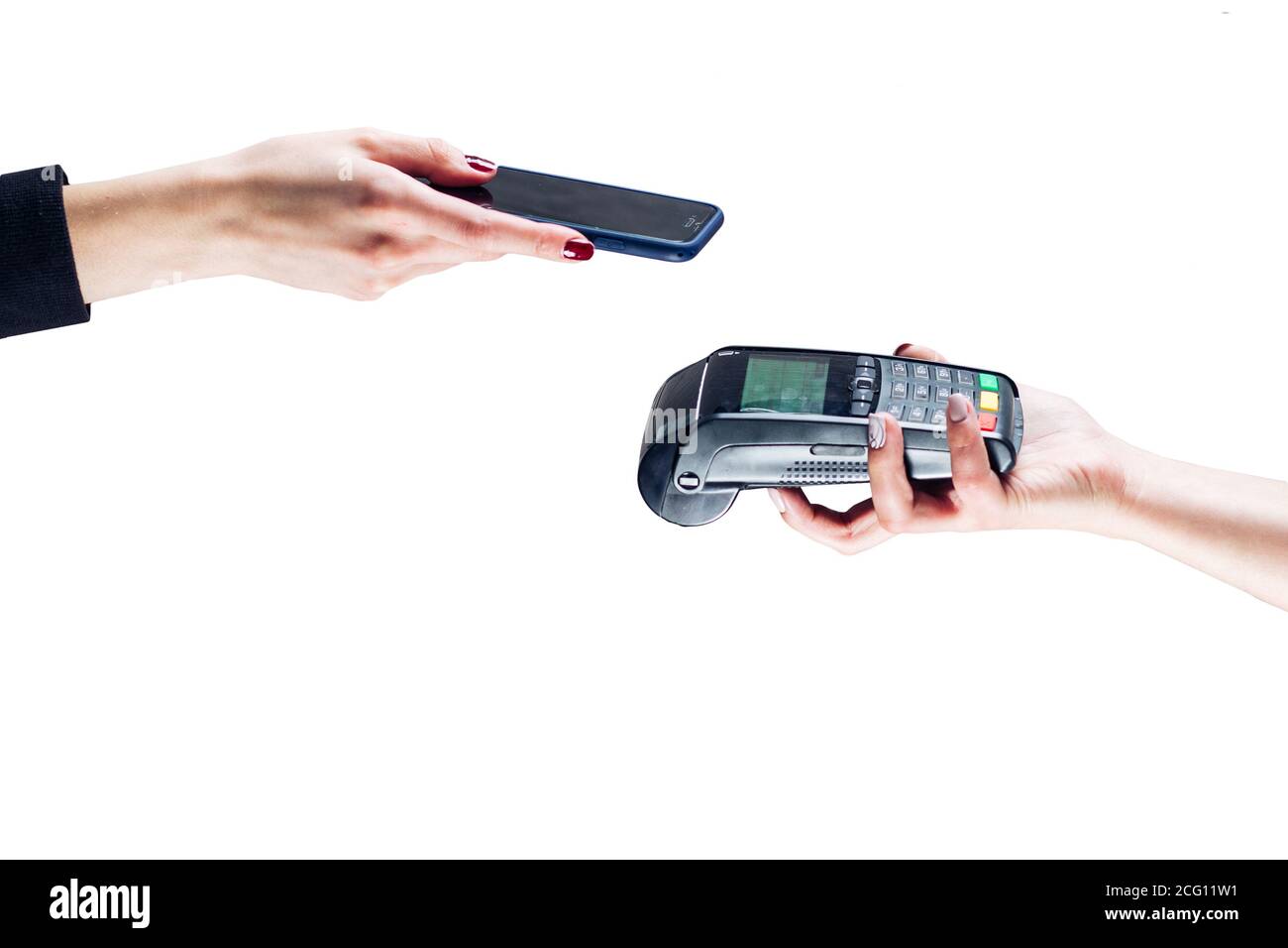 Paying smartphone through contactless nfc hi-res stock photography and ...